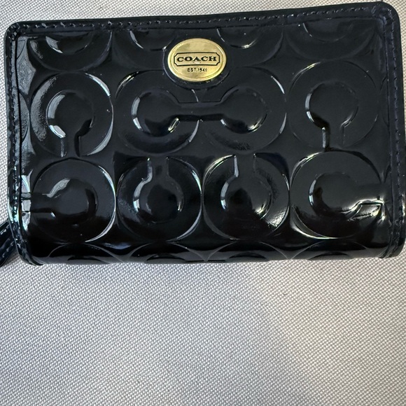 Coach | Bags | Coach Glossy Black Embossed Wallet | Poshmark